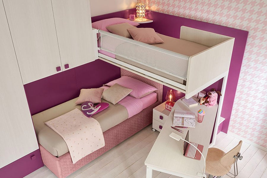 4 camerette con due letti a elle Moretti Compact